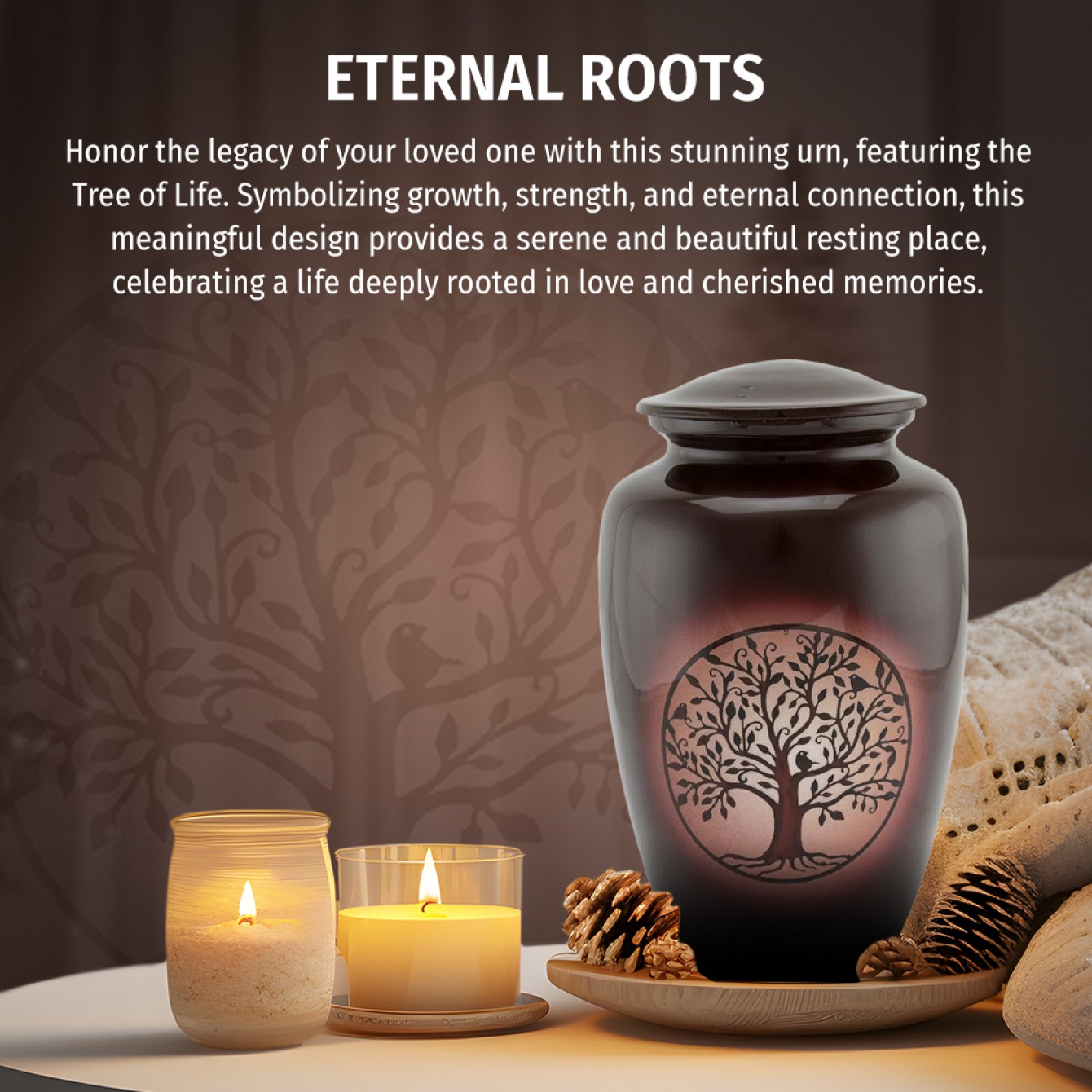 Urns for Ashes Adult Large Cremation Urns Funeral Memorial with Tree of ...