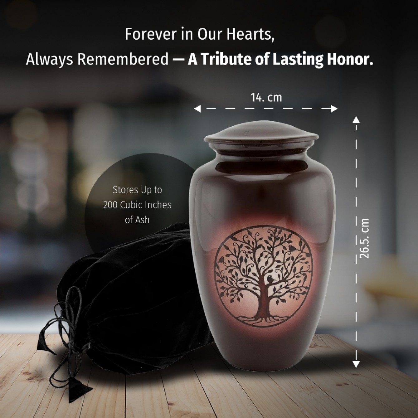 Urns for Ashes Adult Large Cremation Urns Funeral Memorial with Tree of ...