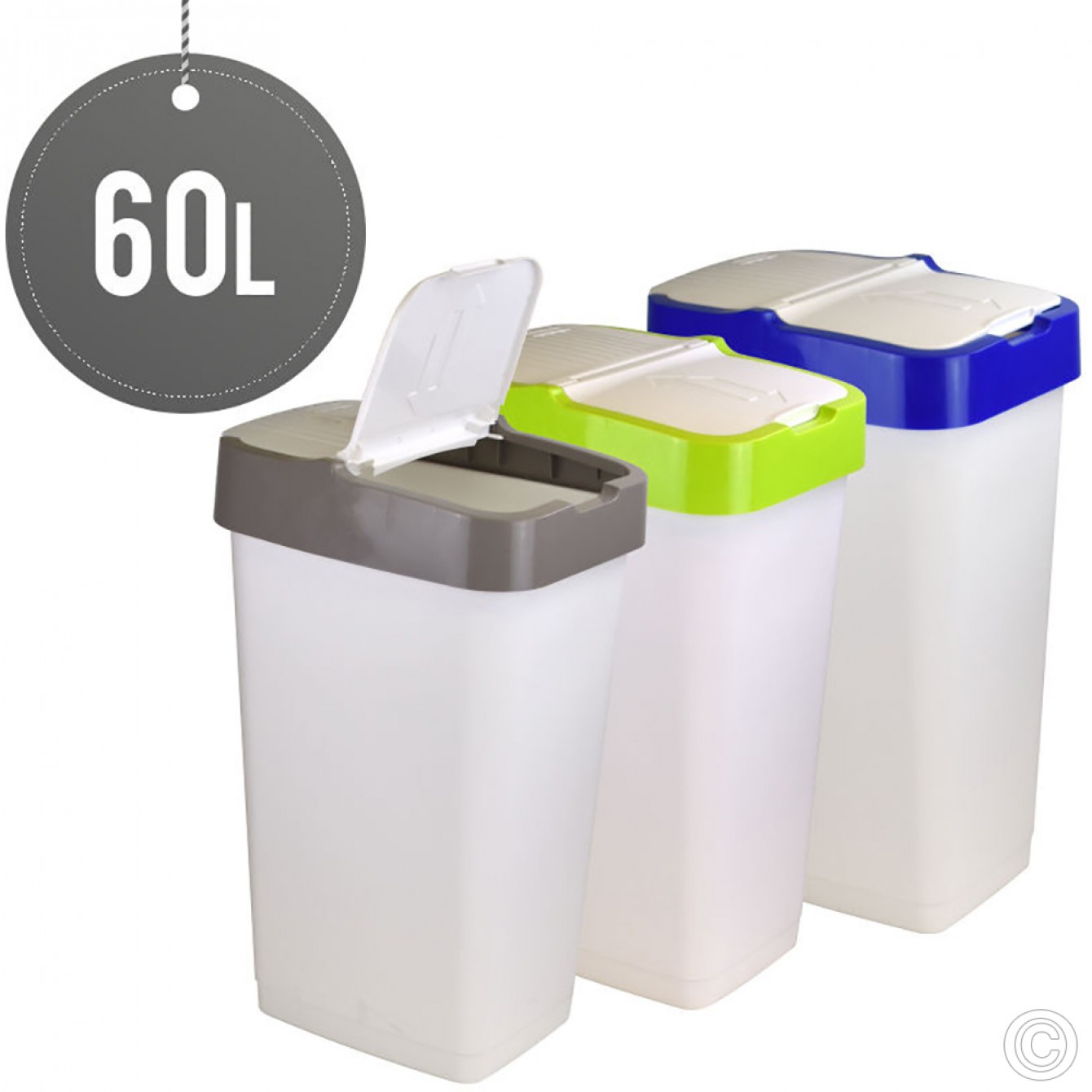 Importers & Distributors of Plastic Recyling Bin With Double Swing Lid 60L