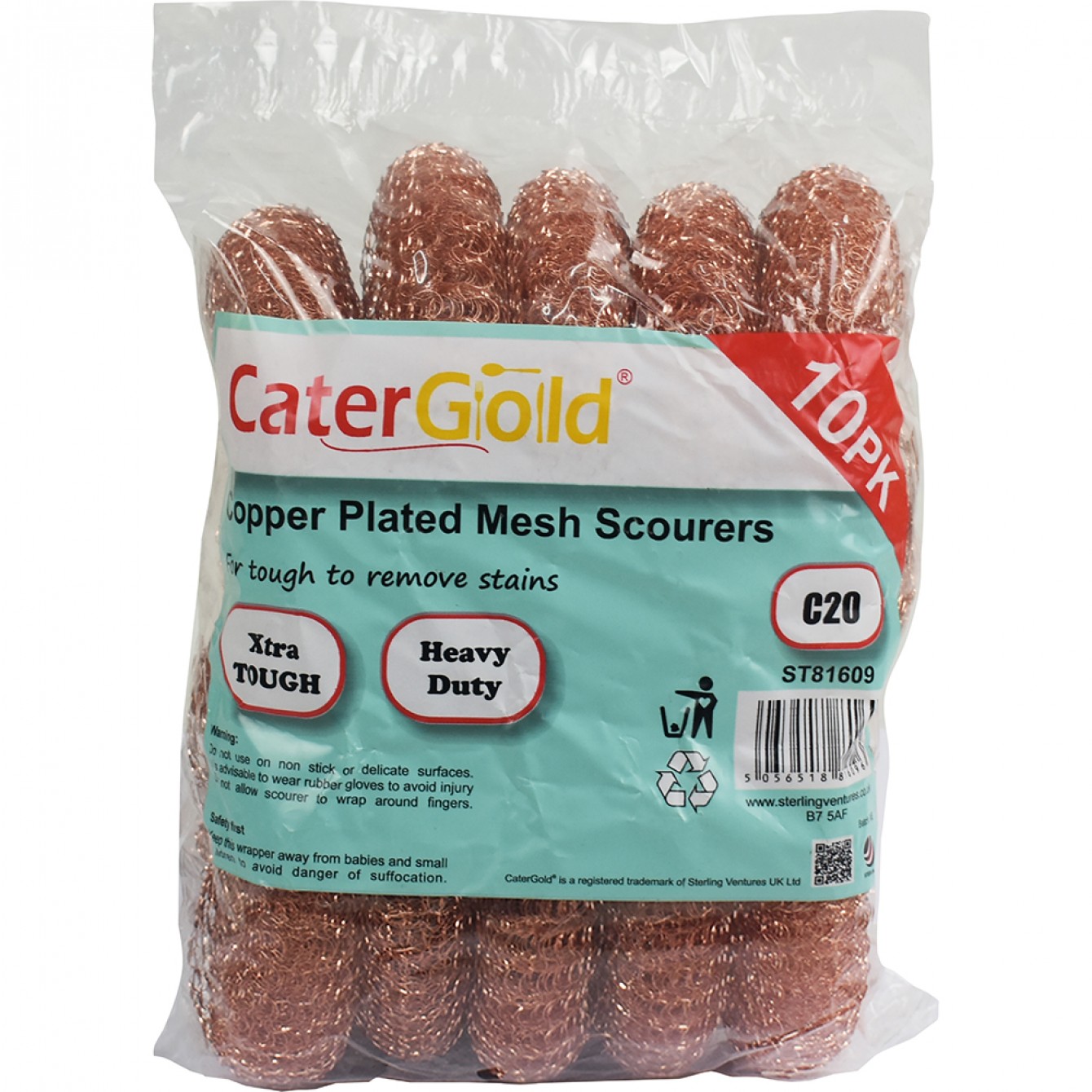 CaterGold Copper Mesh Scourer C20 10pk at Trade Price