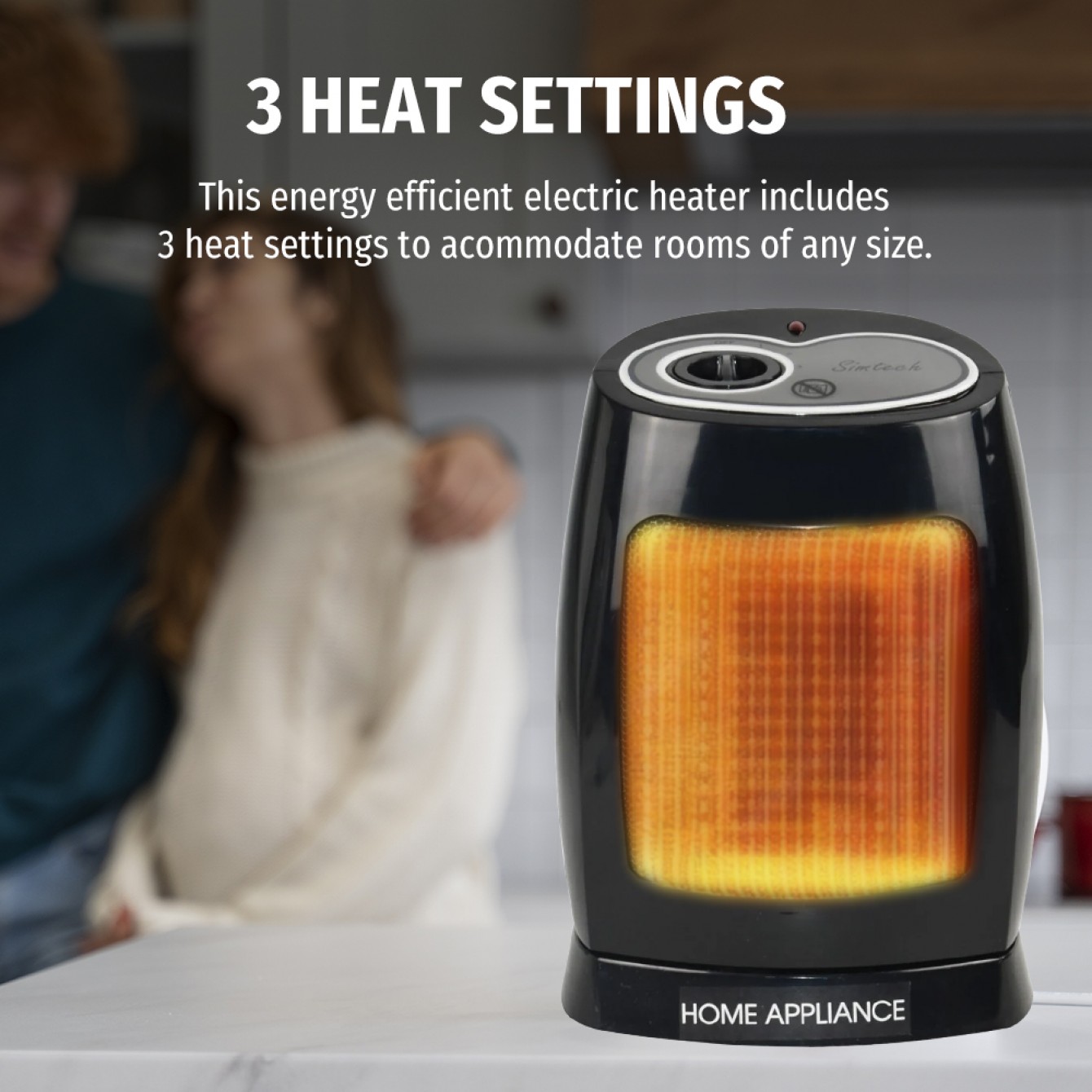 Electric Ceramic Fan Heater with 3 Settings 1500W Black at Trade Price