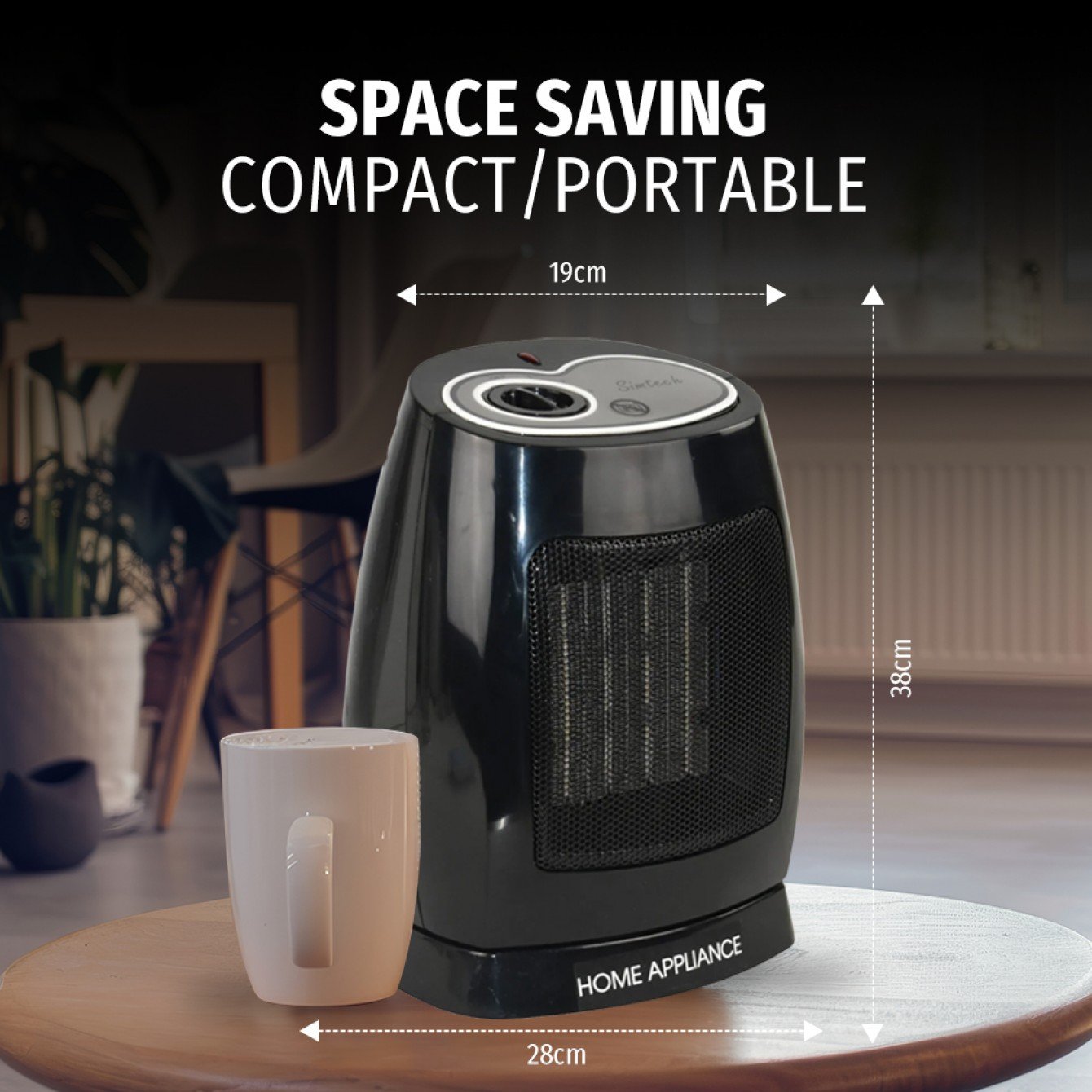 Electric Ceramic Fan Heater with 3 Settings 1500W Black at Trade Price
