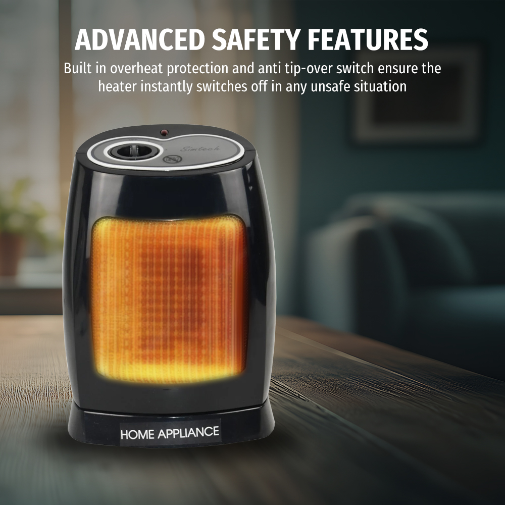 Electric Ceramic Fan Heater with 3 Settings 1500W Black at Trade Price