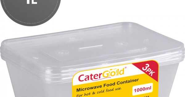Microwave Plastic Food Containers 1000CC 3pack at Trade Price