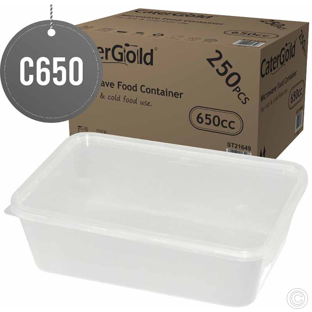 CaterGold C650 Microwave Plastic Food Container With Lid 250 set at ...