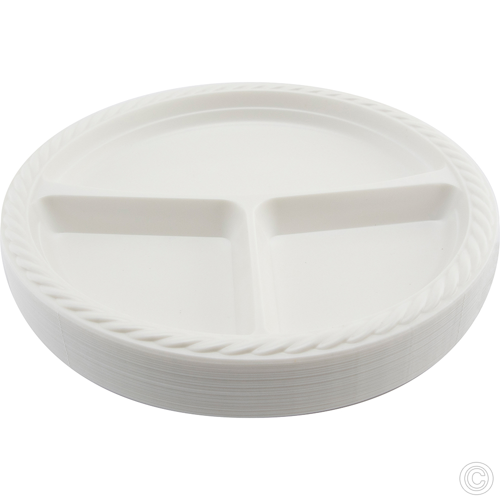 Quality Wholesale Plastic Plate 3 Compartments 10'' 50pack